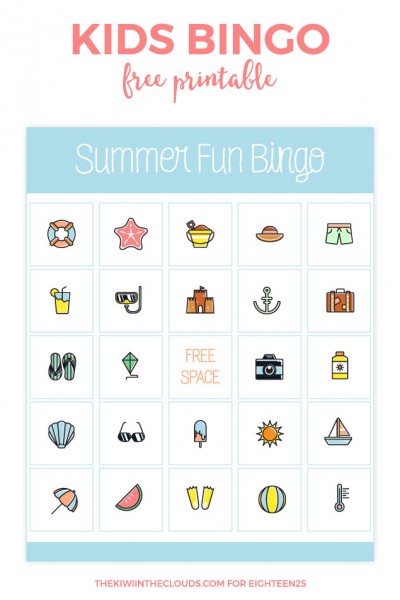 Summer Fun Bingo For Kids - Eighteen25